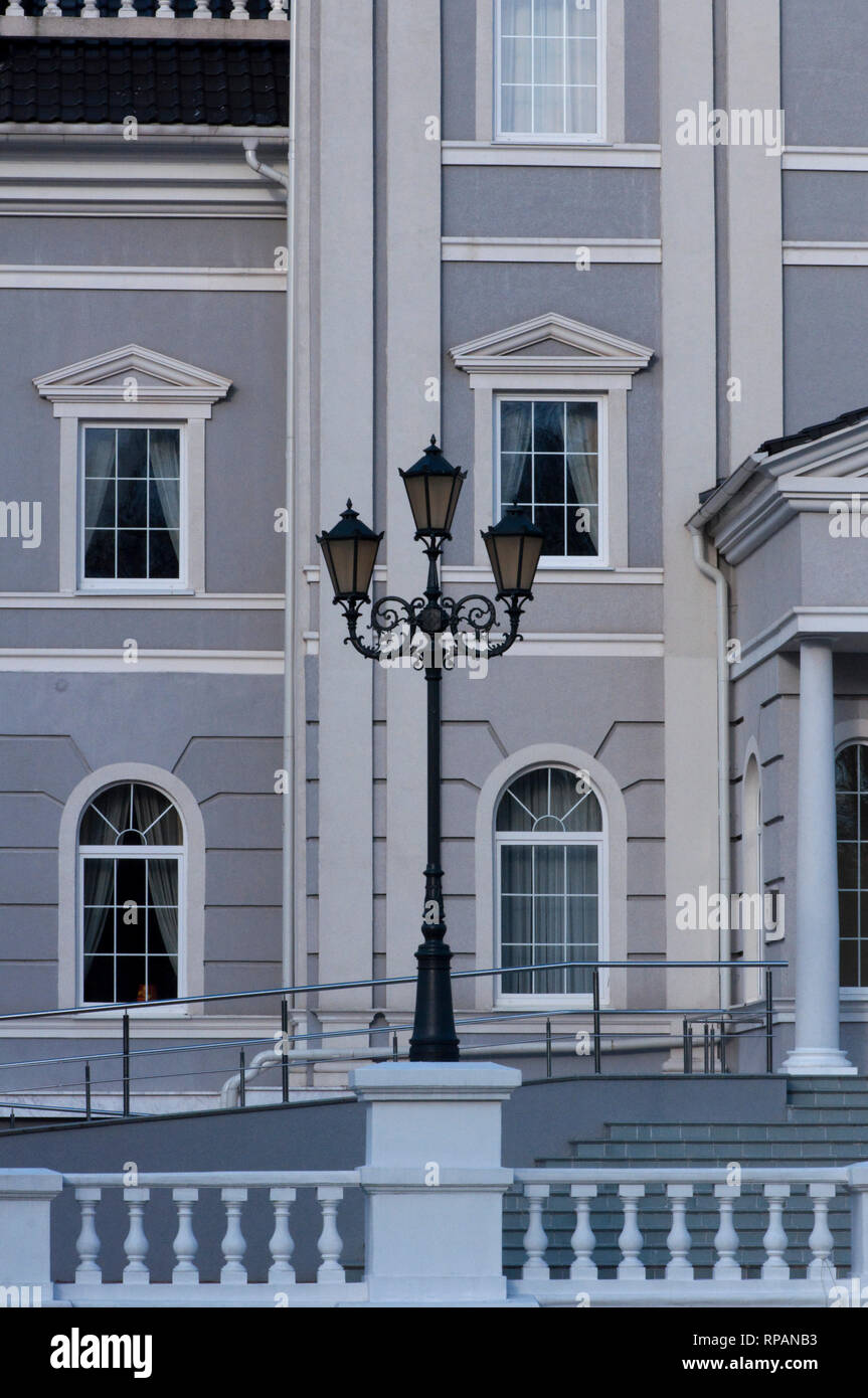 The ancient house in classical style. Ancient lantern Stock Photo - Alamy