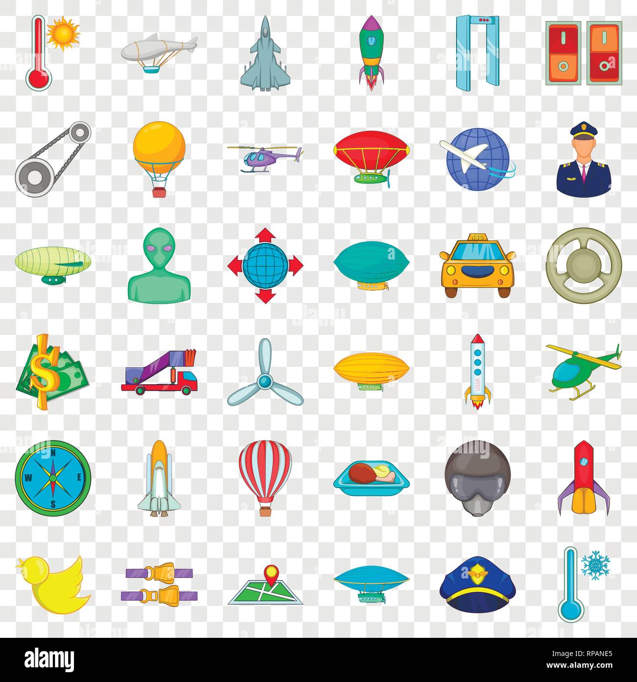 Aviation icons set, cartoon style Stock Vector Image & Art - Alamy