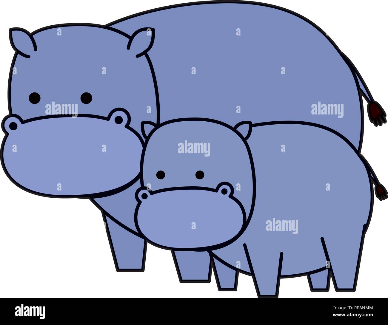 african hippos family wild characters vector illustration design Stock ...
