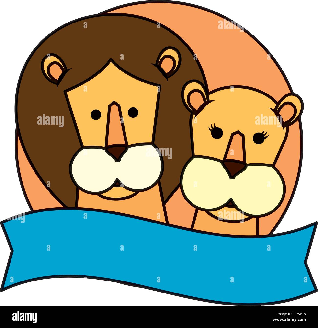 african lions couple characters vector illustration design Stock Vector ...