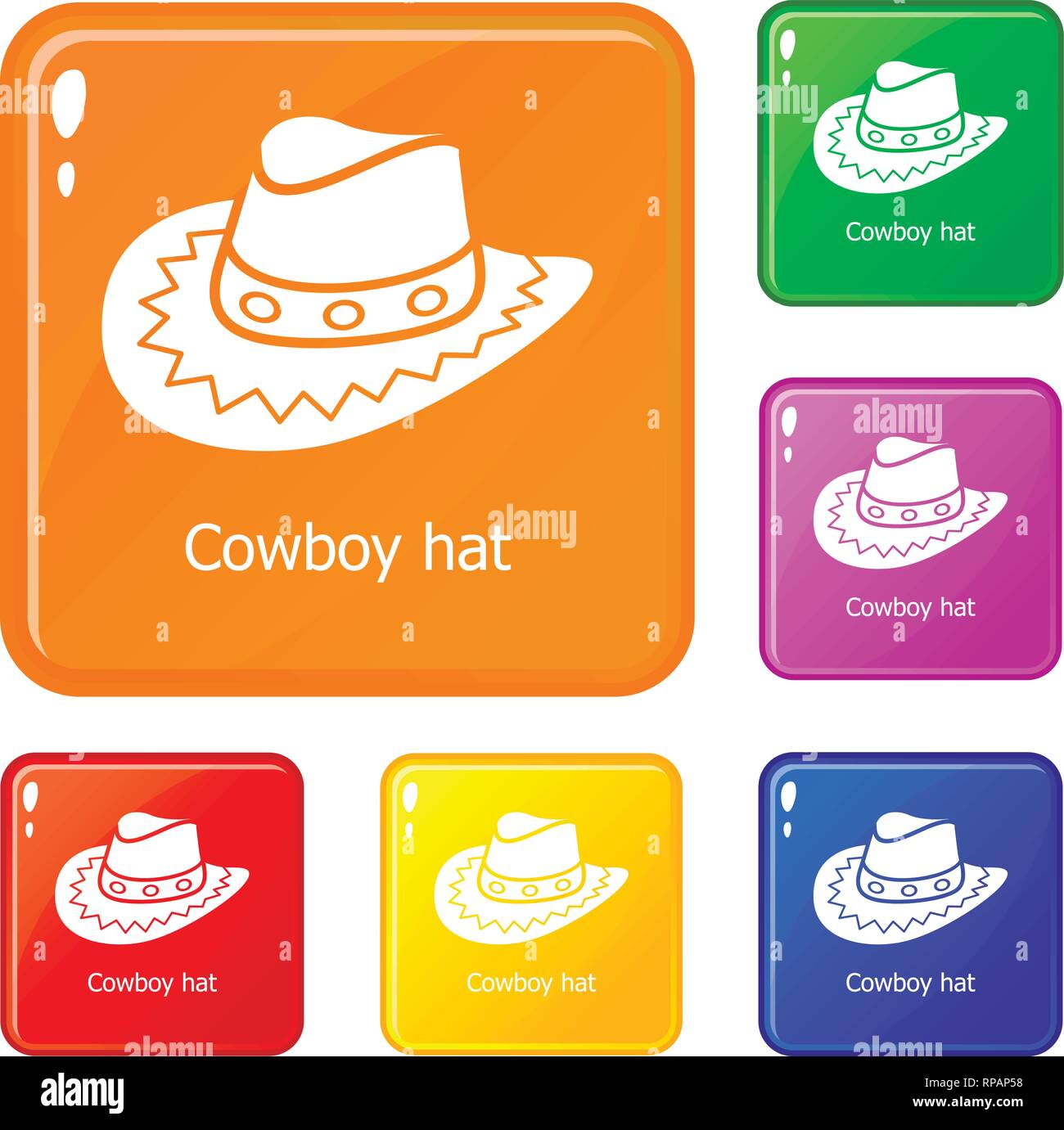 Cowboy hat icons set vector color Stock Vector Image & Art - Alamy