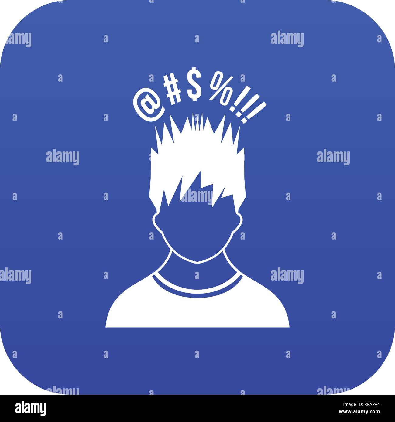 Man with different signs over his head icon digital blue Stock Vector ...