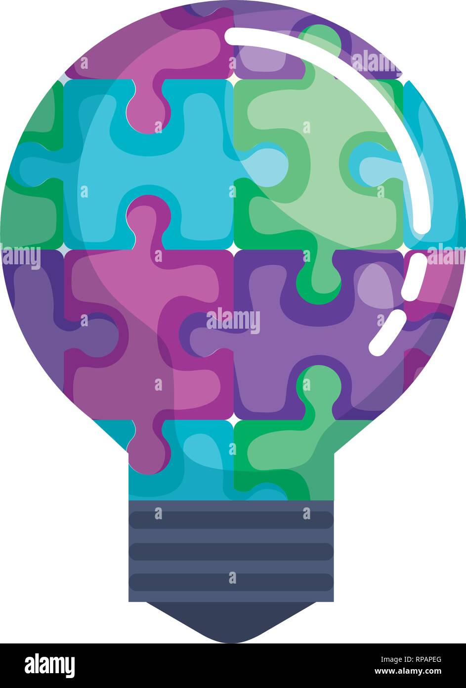 bulb light with puzzle pieces vector illustration design Stock Vector ...