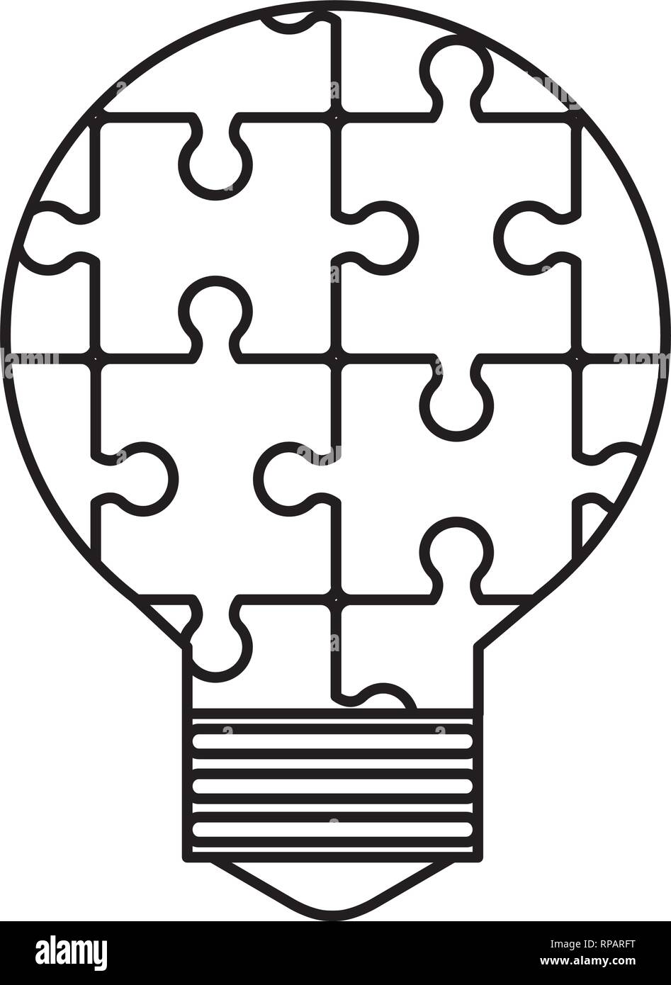 bulb light with puzzle pieces vector illustration design Stock Vector ...
