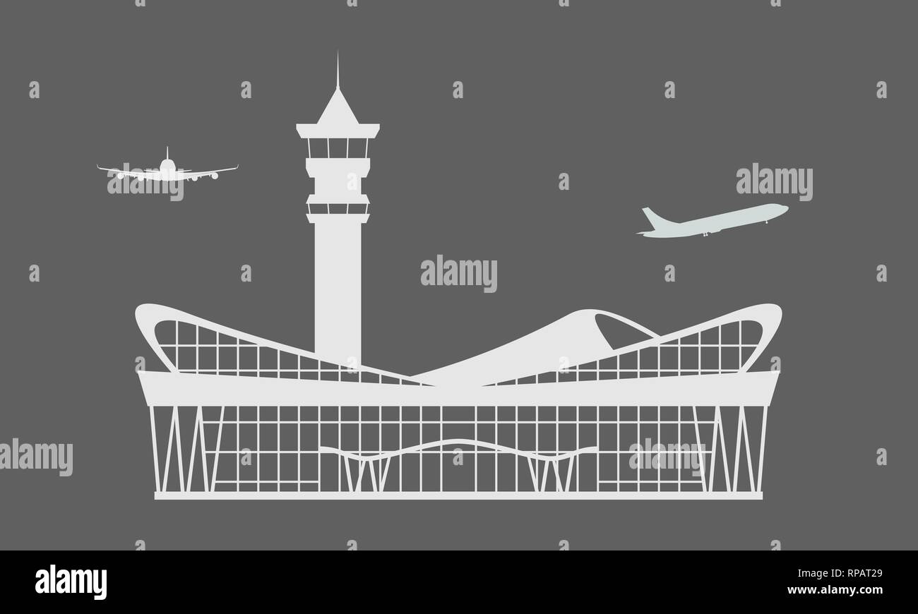 Solid Modern Airport terminal building icon. Isolated Flat design ...