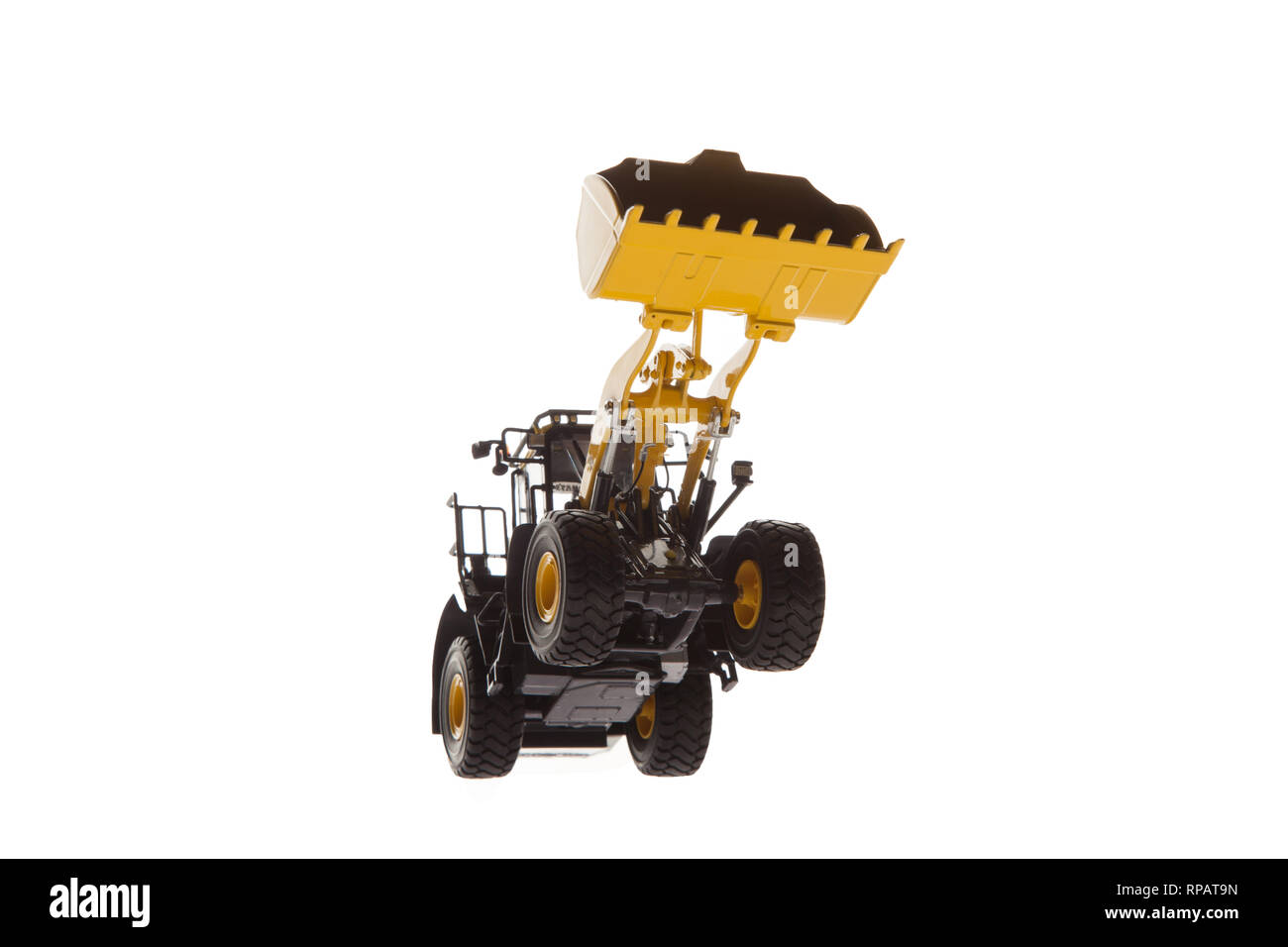 Wheel loader machinery low angle bottom balancing on 2 wheels Stock ...