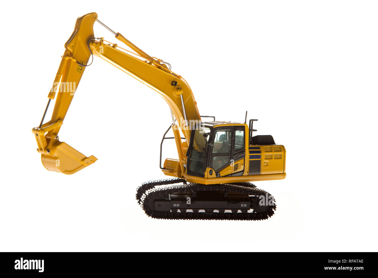 Excavator construction machinery front angle Stock Photo - Alamy