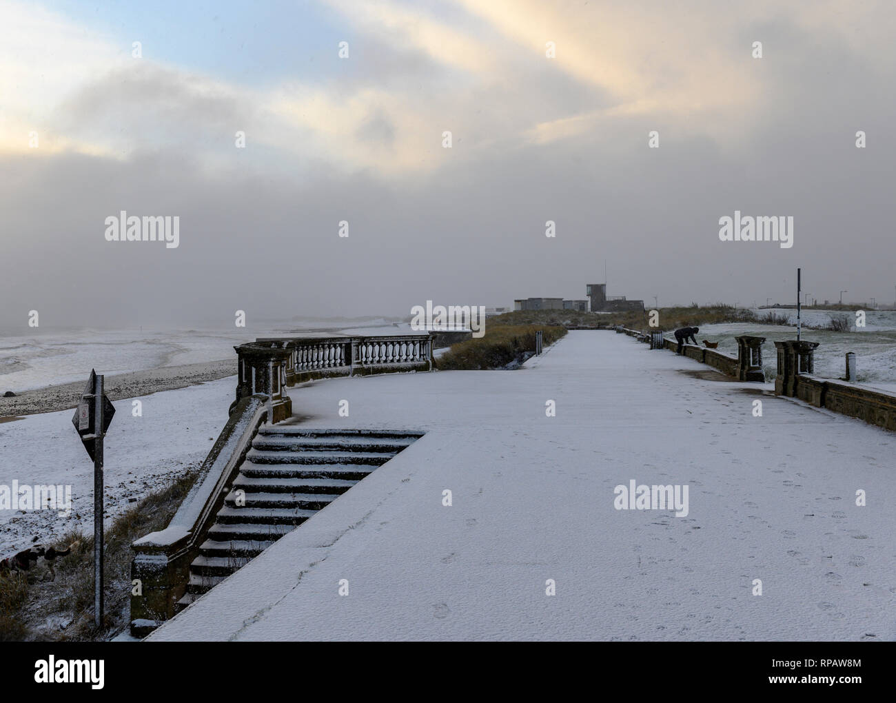 Snow on Beach, Blyth, Northumberland, UK Stock Photo - Alamy