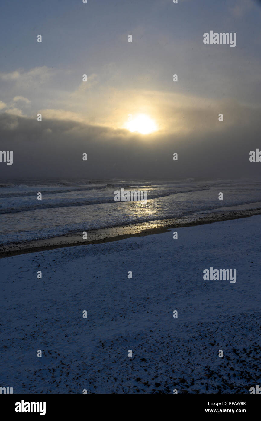 Snow on Beach, Blyth, Northumberland, UK Stock Photo - Alamy
