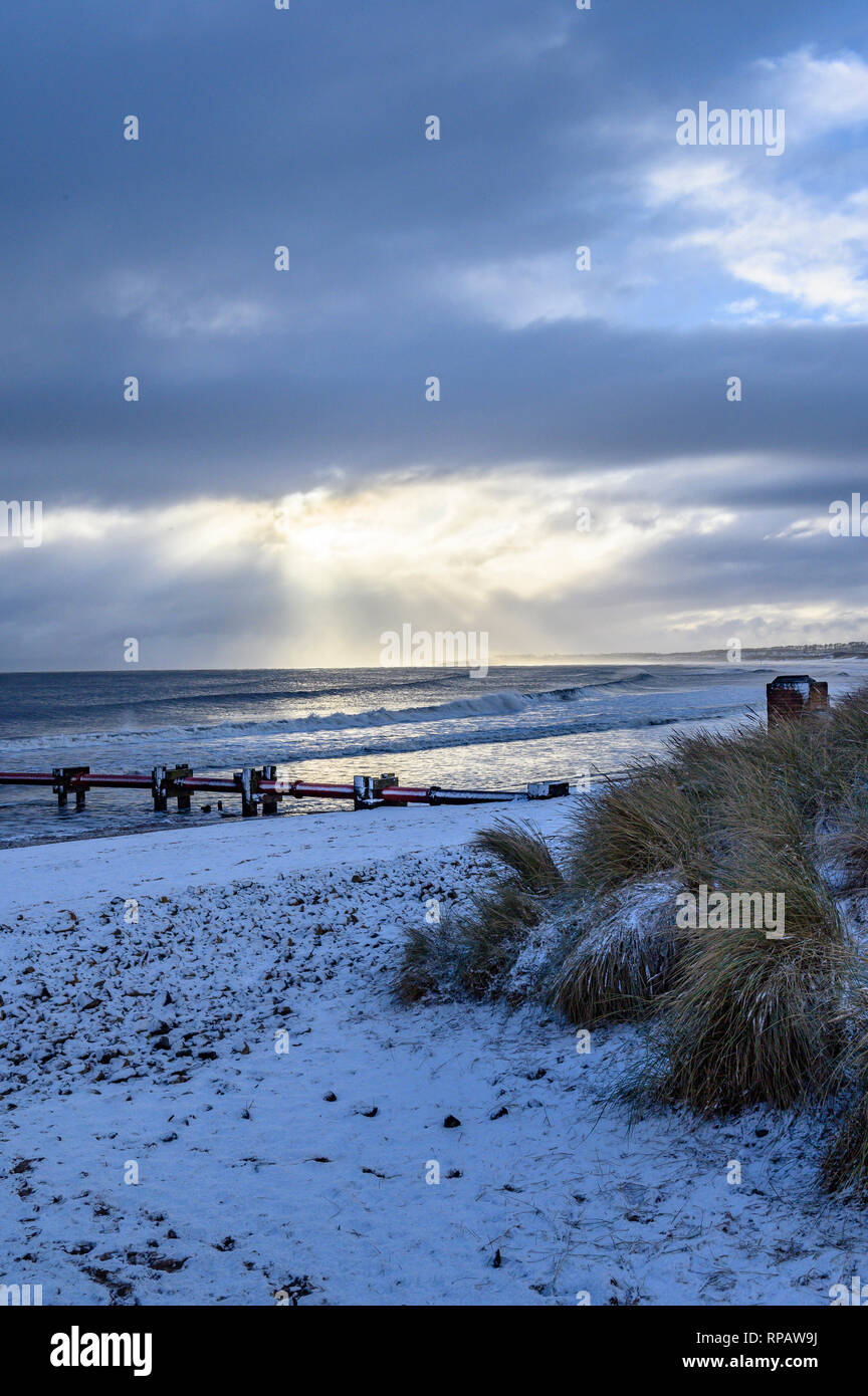 Snow on Beach, Blyth, Northumberland, UK Stock Photo - Alamy