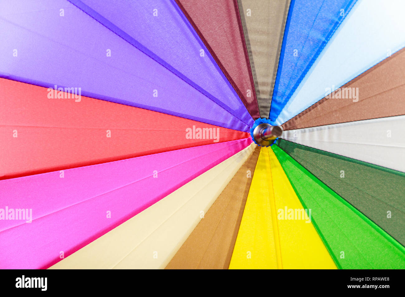 Patterns and textures concept. Detailed closeup of colorful umbrella ...