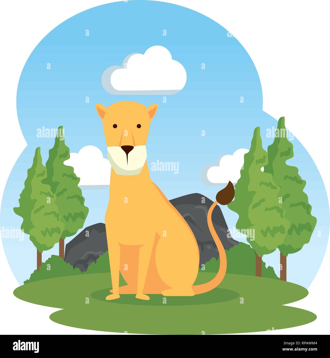 african lioness in the landscape vector illustration design Stock ...