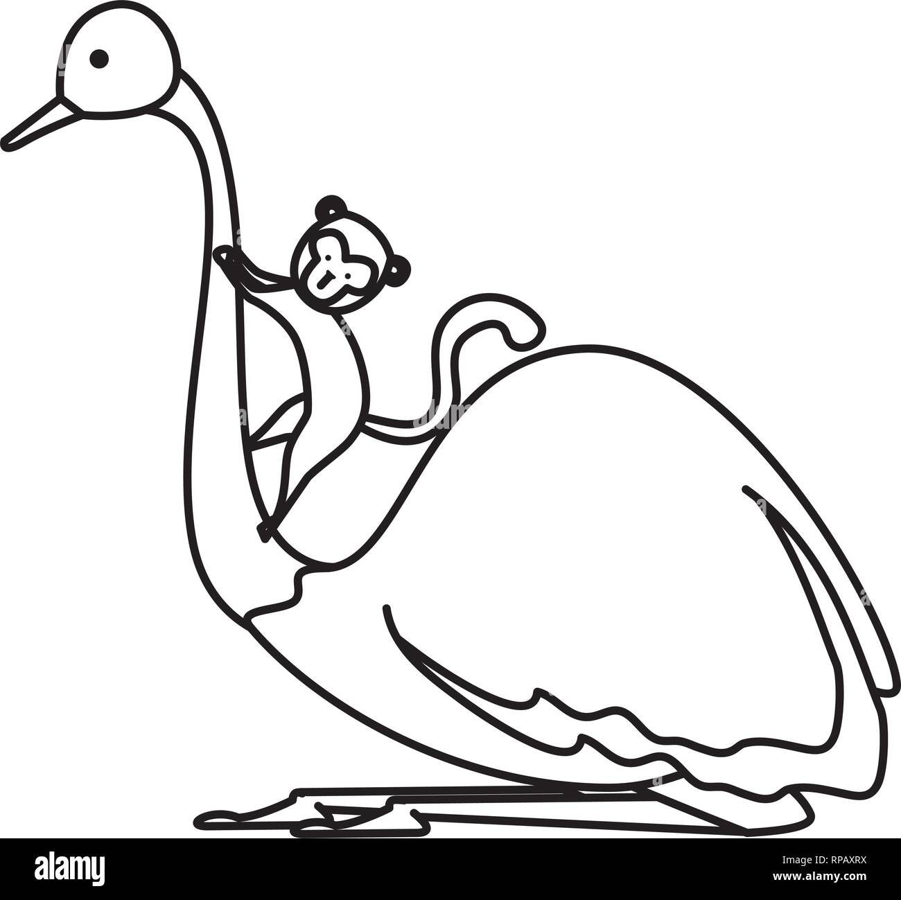 wild ostrich bird character vector illustration design Stock Vector ...