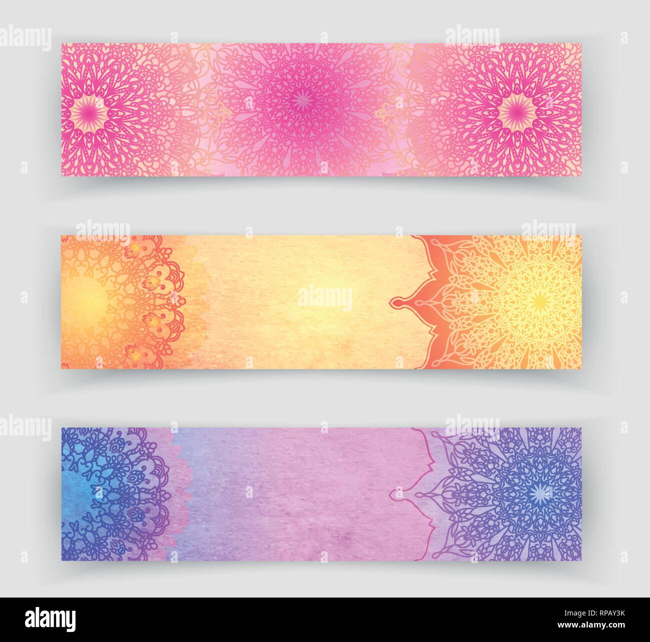 Round gradient mandala on watercolor trace background. Vector boho ...