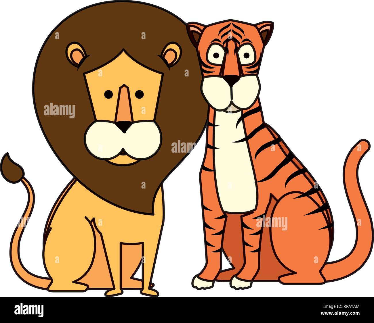 african lion with tiger vector illustration design Stock Vector Image ...