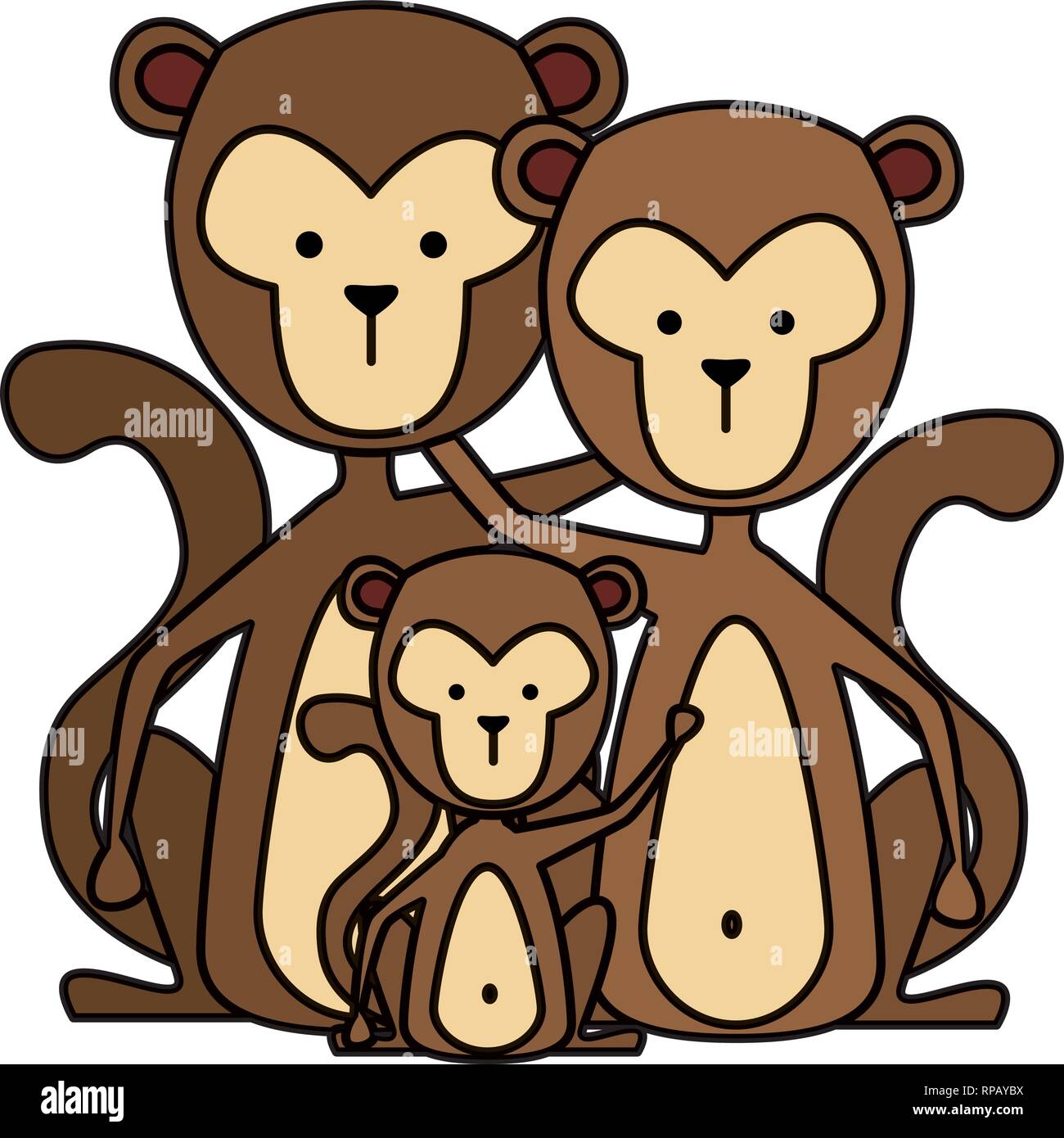 funny family monkeys wild characters vector illustration design Stock ...