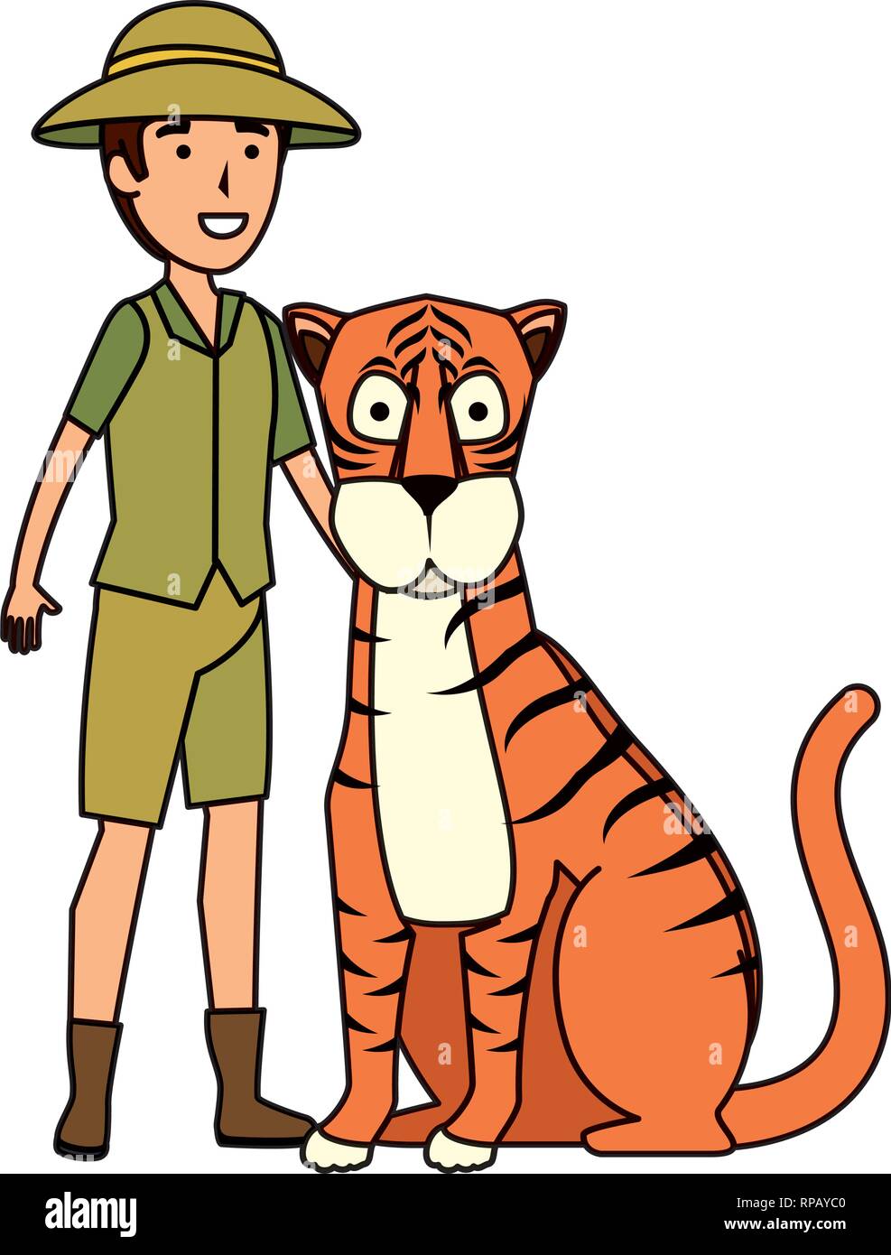man worker of zoo with tiger vector illustration design Stock Vector ...