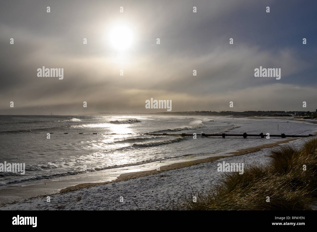 Snow on Beach, Blyth, Northumberland, UK Stock Photo - Alamy