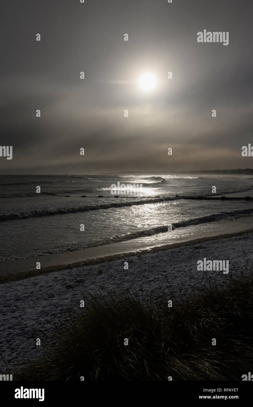 Snow on Beach, Blyth, Northumberland, UK Stock Photo - Alamy
