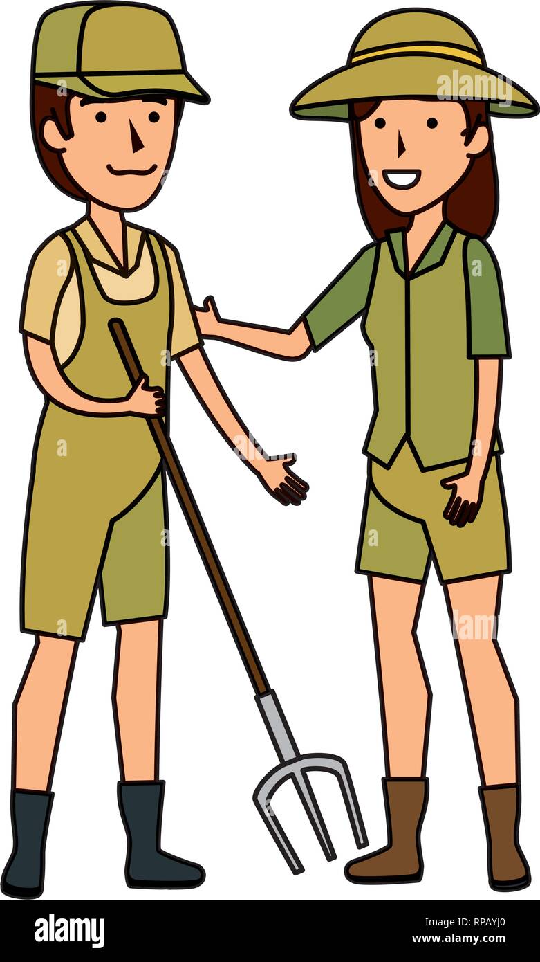 couple of workers zoo characters vector illustration design Stock ...