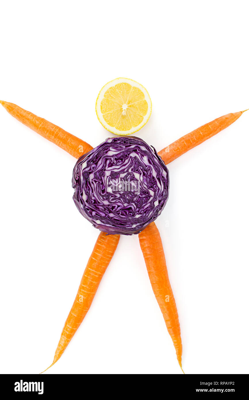 Plant nutrition and health: carrots for arms and legs, a red cabbage ...