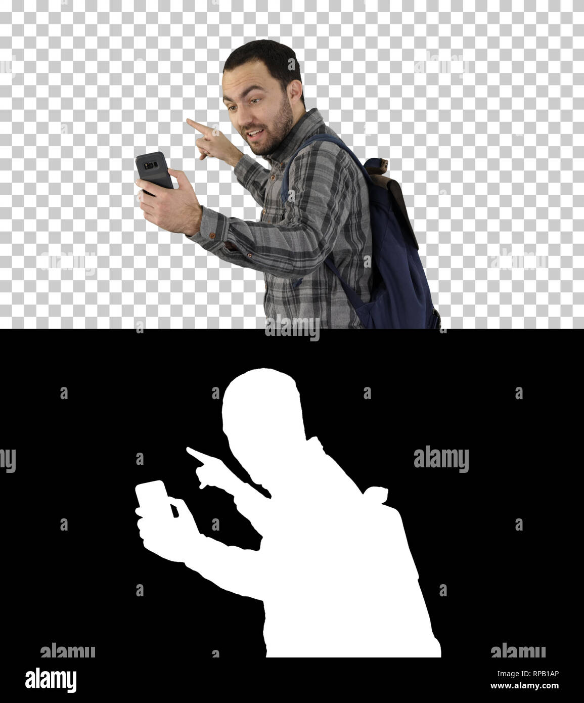 On Alpha Matte. Medium shot side view. People, lifestyle, nature and ...