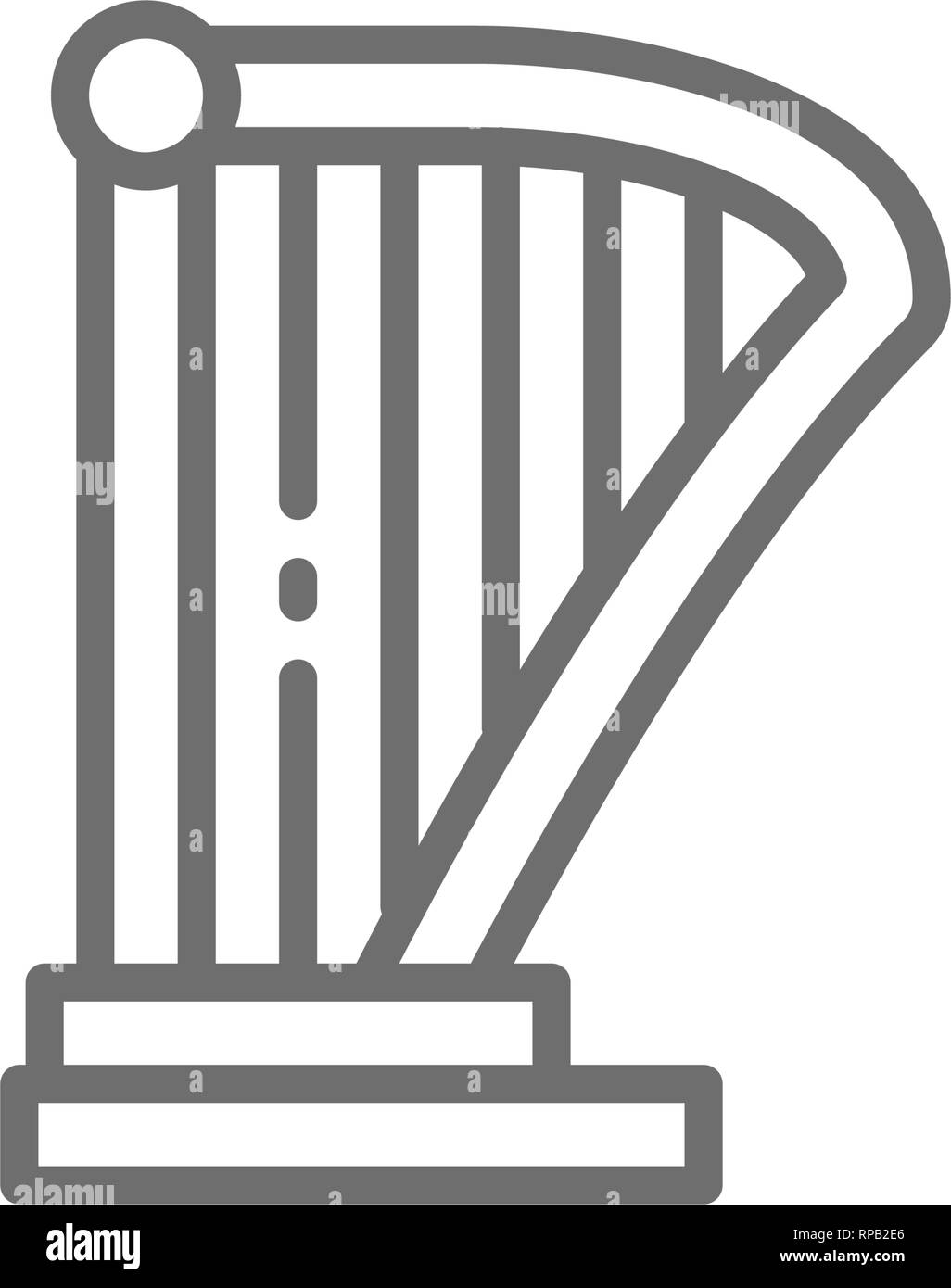 Harp, lyre, music instrument line icon. Isolated on white background ...