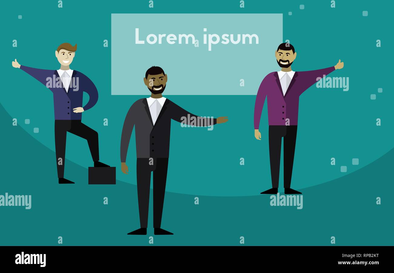 Three Men Of Different Races Are Giving A Presentation Vector three-men-of-different-races-are-giving-a-presentation-vector