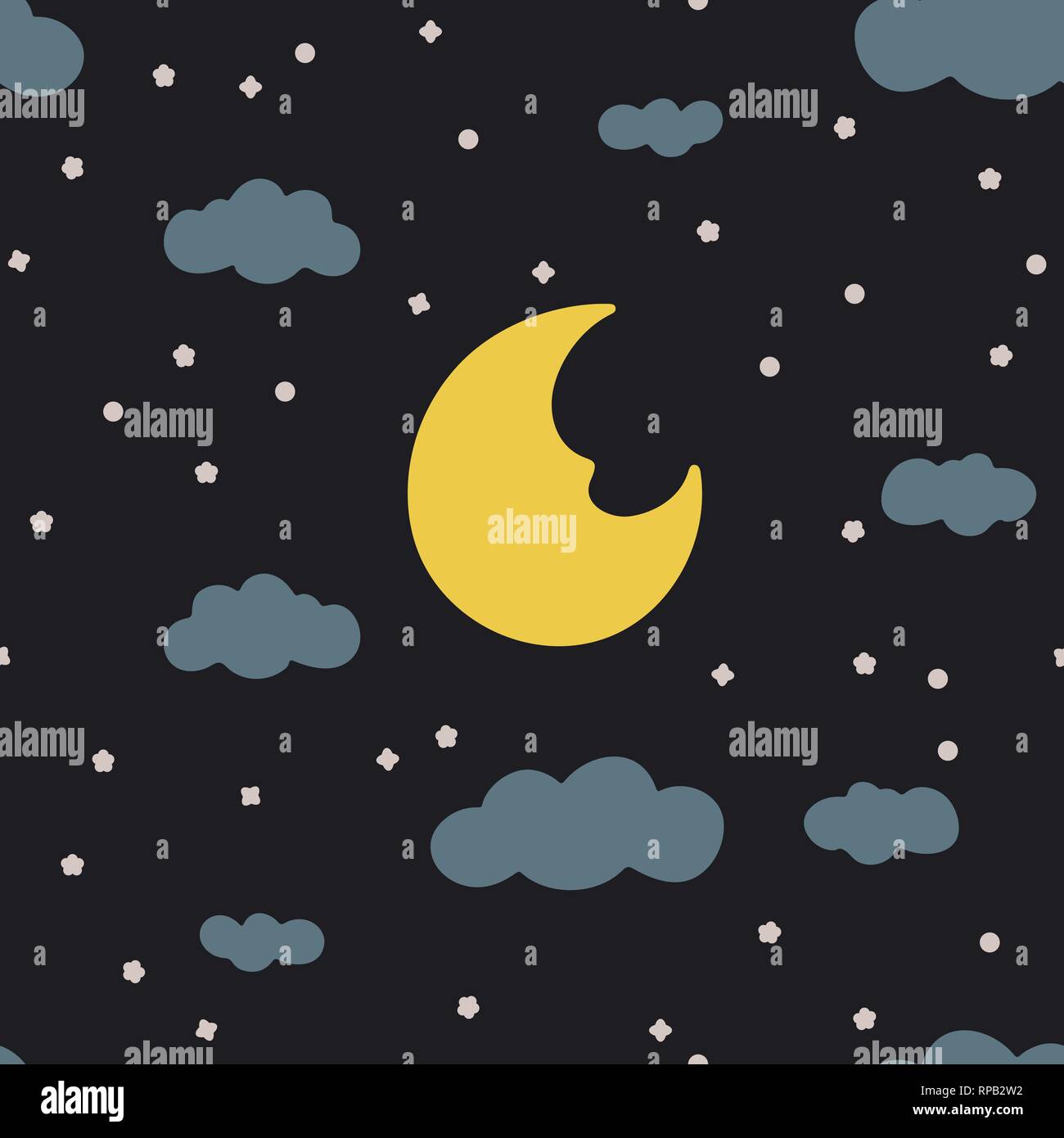 Night sky. Seamless pattern background. Vector illustration. Moon ...