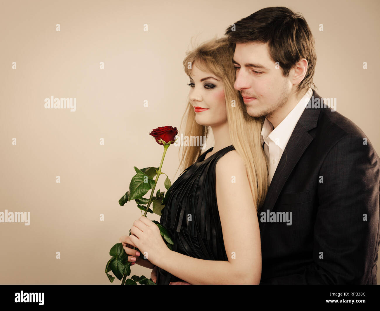 Luxury and temptation concept. Stylish elegant luxurious couple in love ...