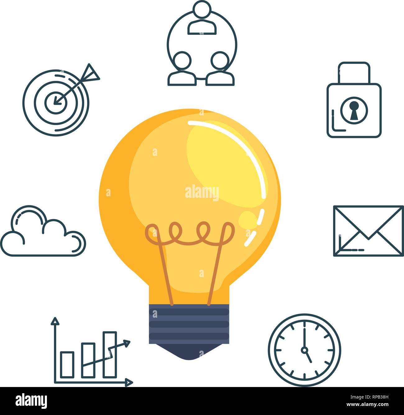 bulb with business set icons vector illustration design Stock Vector ...