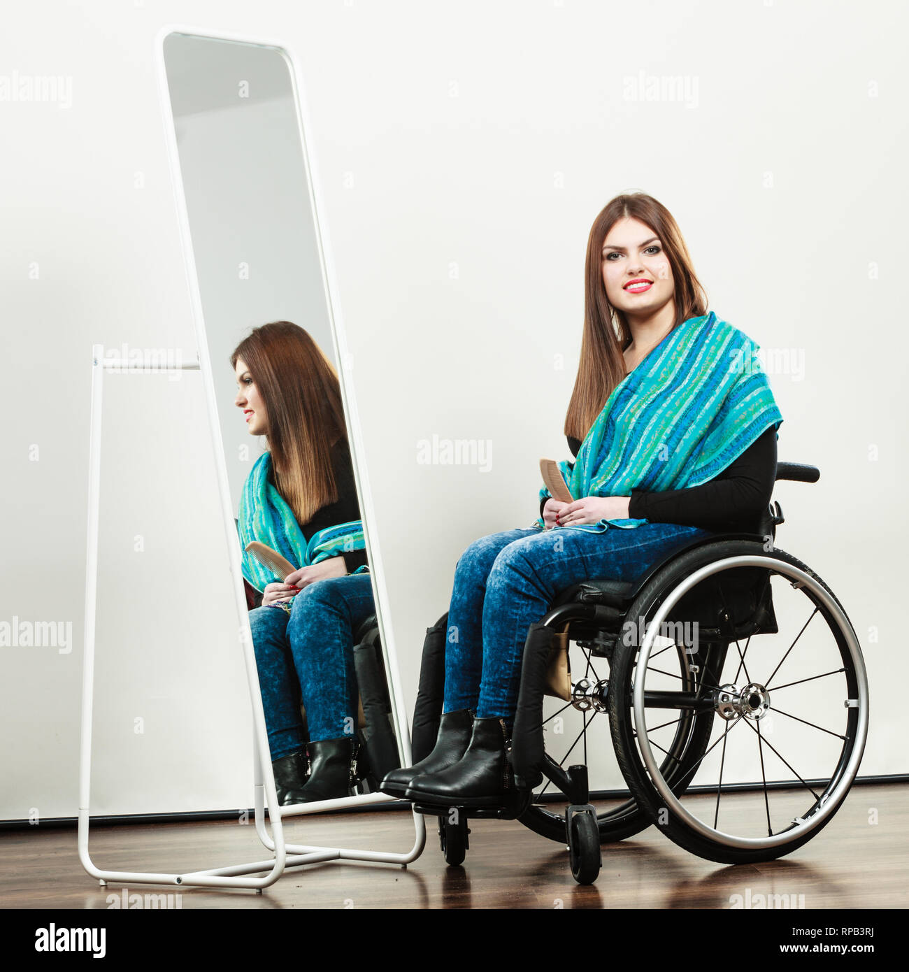 Real people, disability and handicap concept. Teen girl handicapped ...