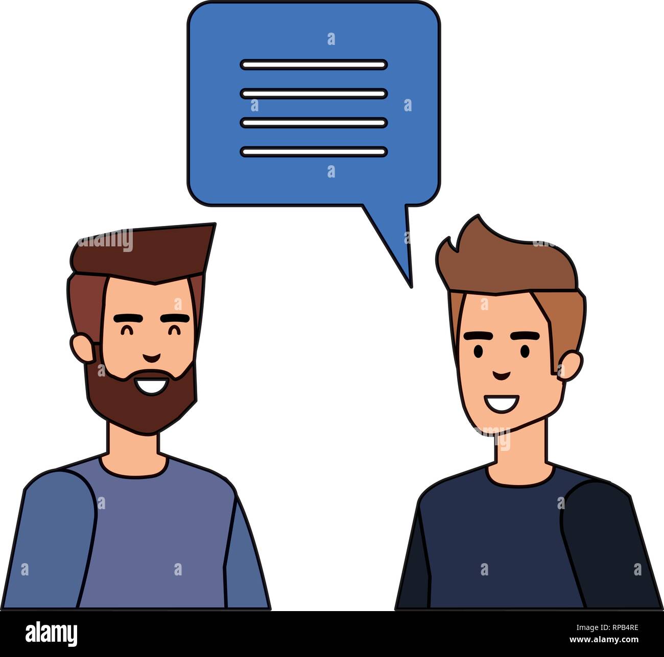 young couple men talking characters vector illustration design Stock ...