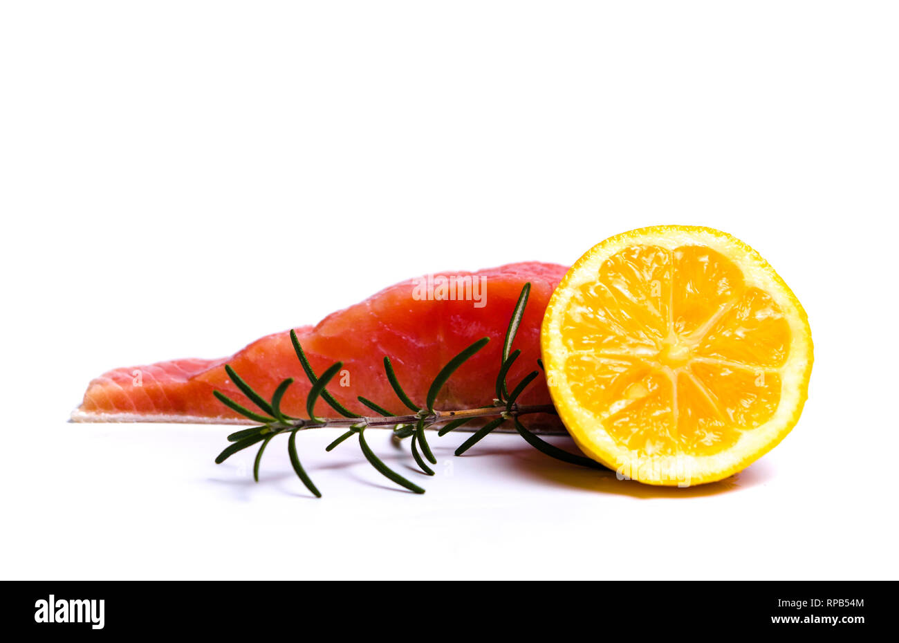 Salmon fish meat isolated on white background Stock Photo - Alamy