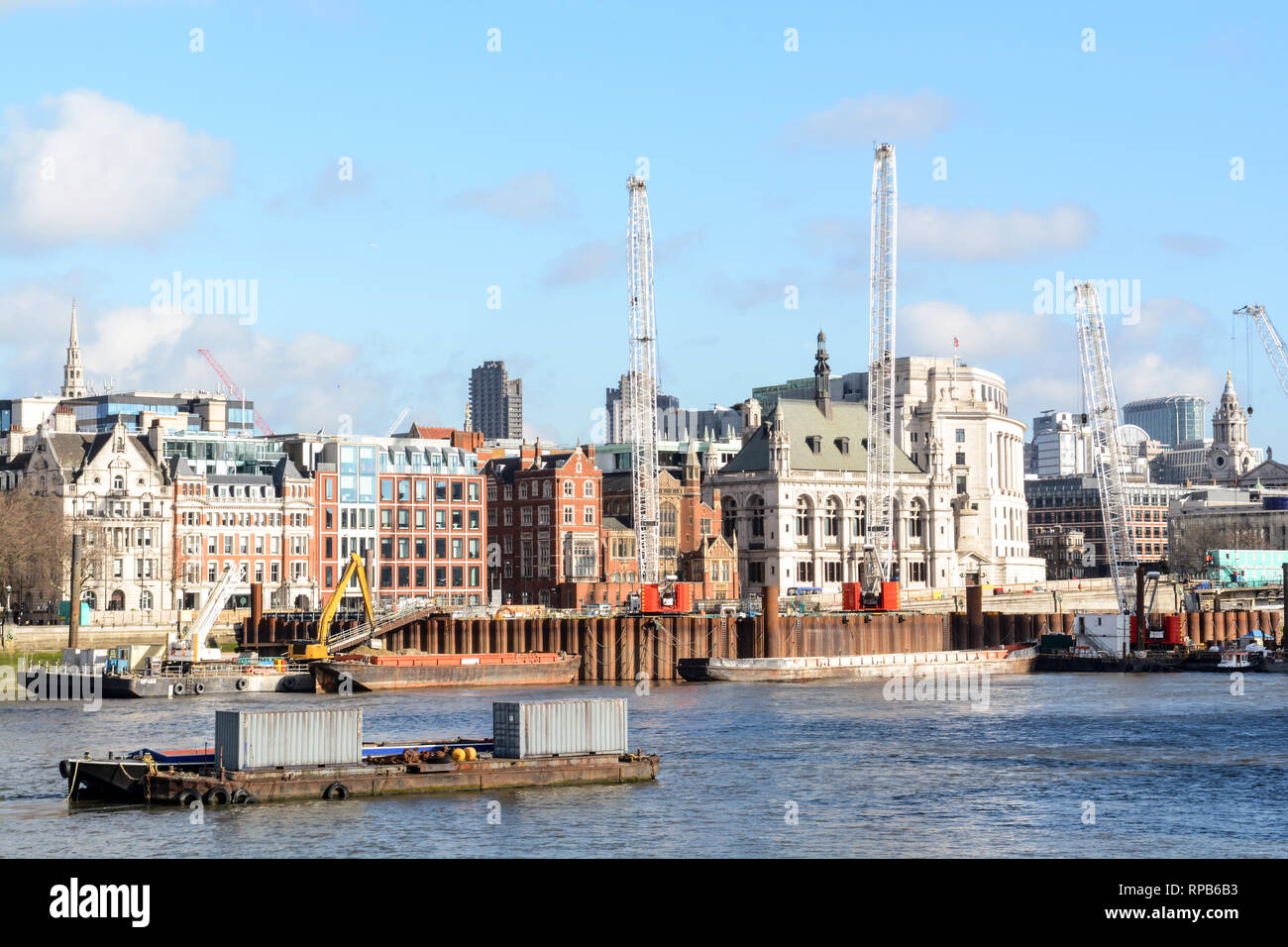 New buildings being constructed at riverside location in London Stock ...