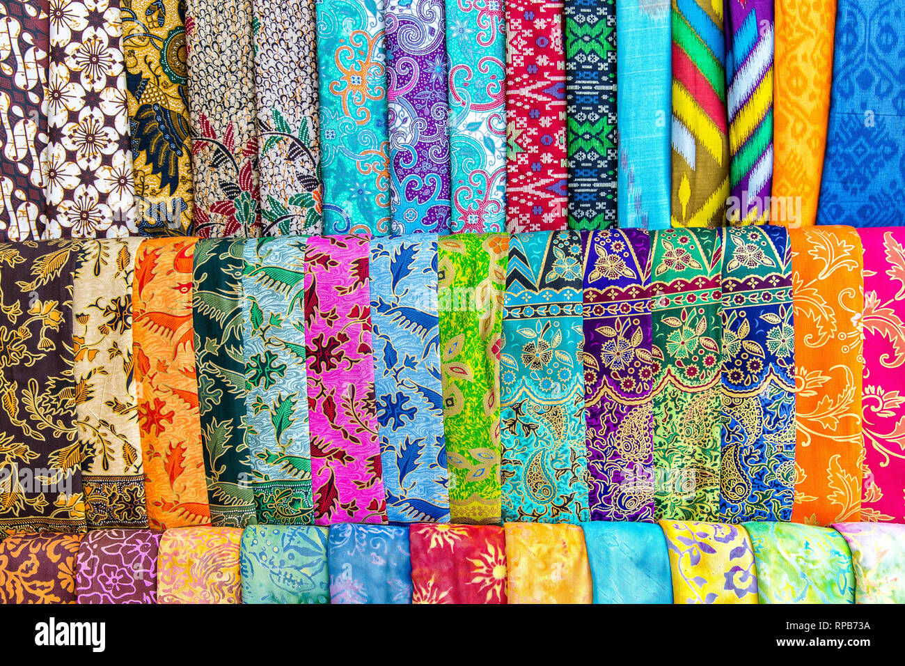 Traditional Sarongs at a Market at Bali, Indonesia Stock Photo - Alamy