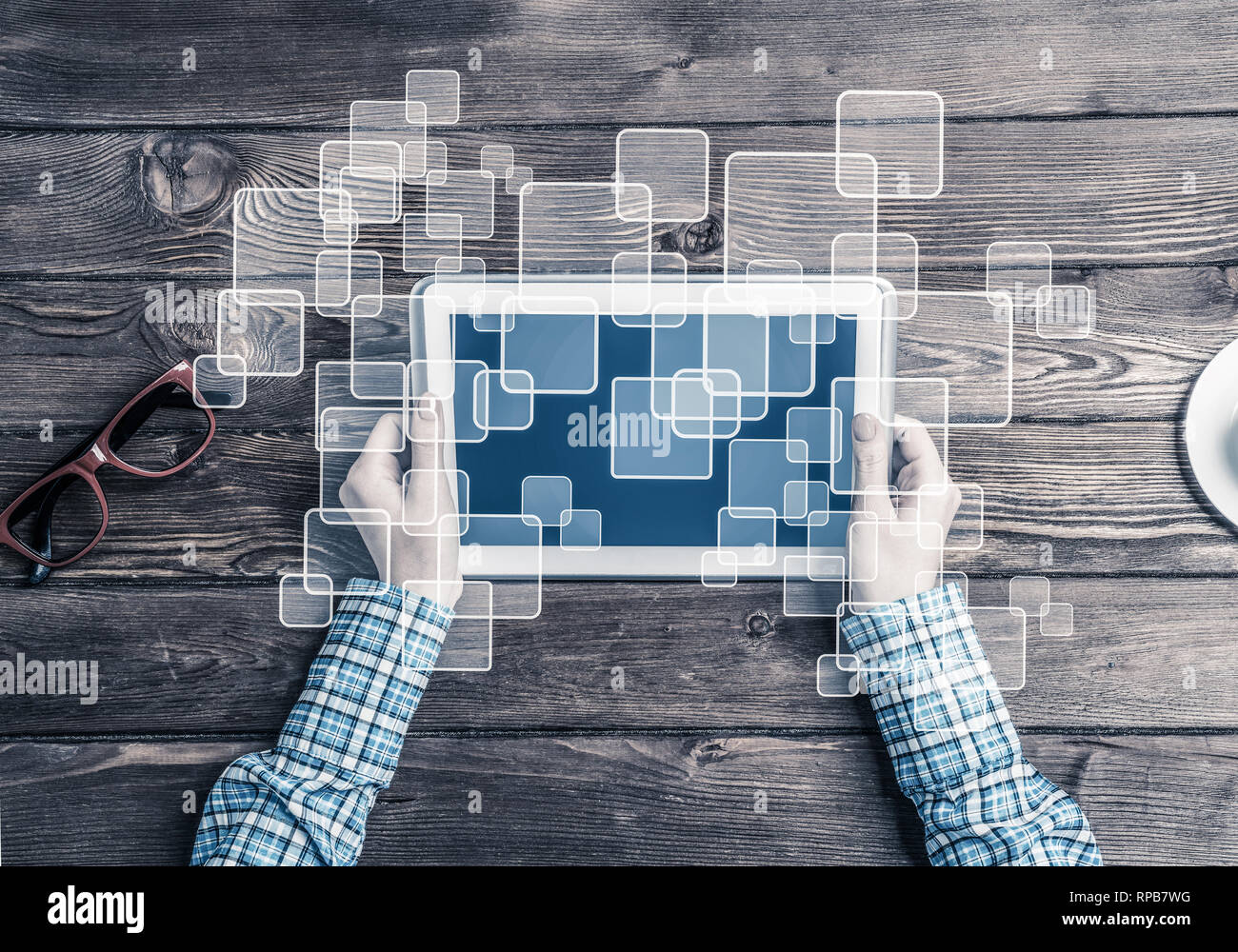 Concept of social communication and networking with media user ...
