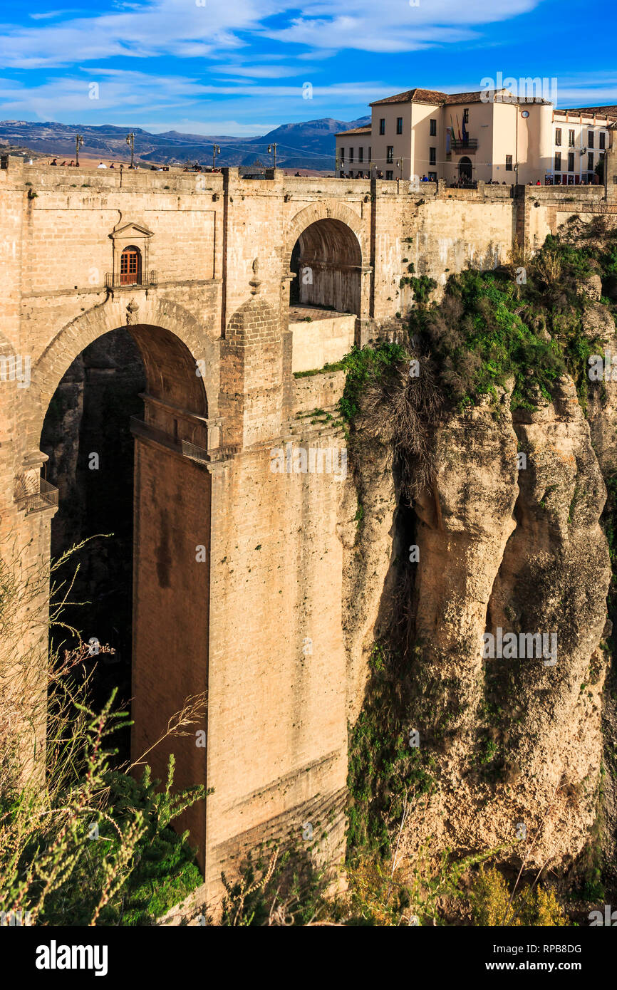Ronda, Spain - Dec 2018: Puente Nuevo (New Bridge) span the 120-metre ...