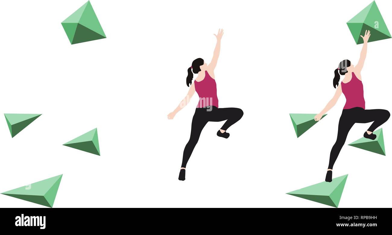 Women climb climbing wall Stock Vector Image & Art - Alamy