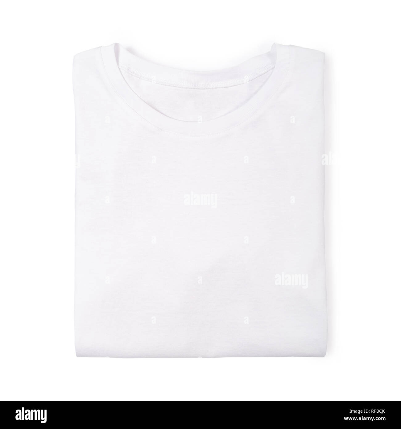 White folded t-shirt isolated on white Stock Photo - Alamy