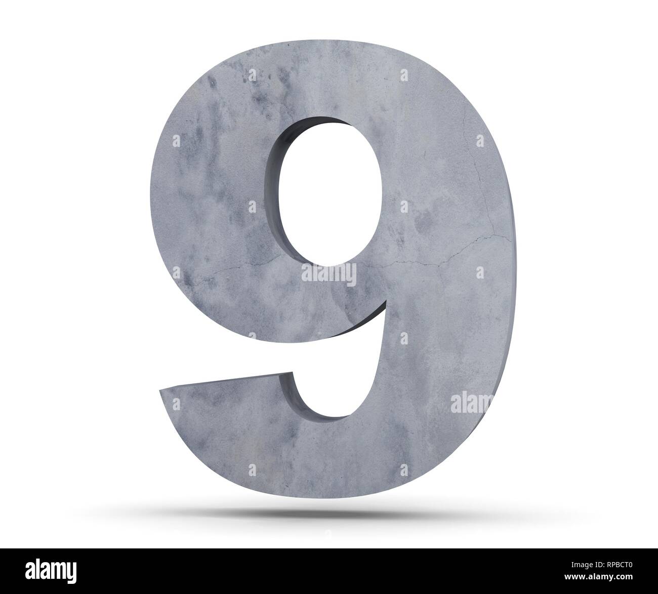 3D rendering concrete number 9 nine. 3D render Illustration Stock Photo ...