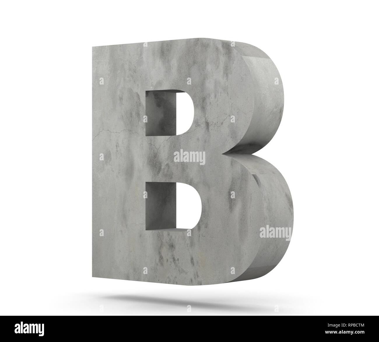 Concrete Capital Letter - B isolated on white background. 3D render ...