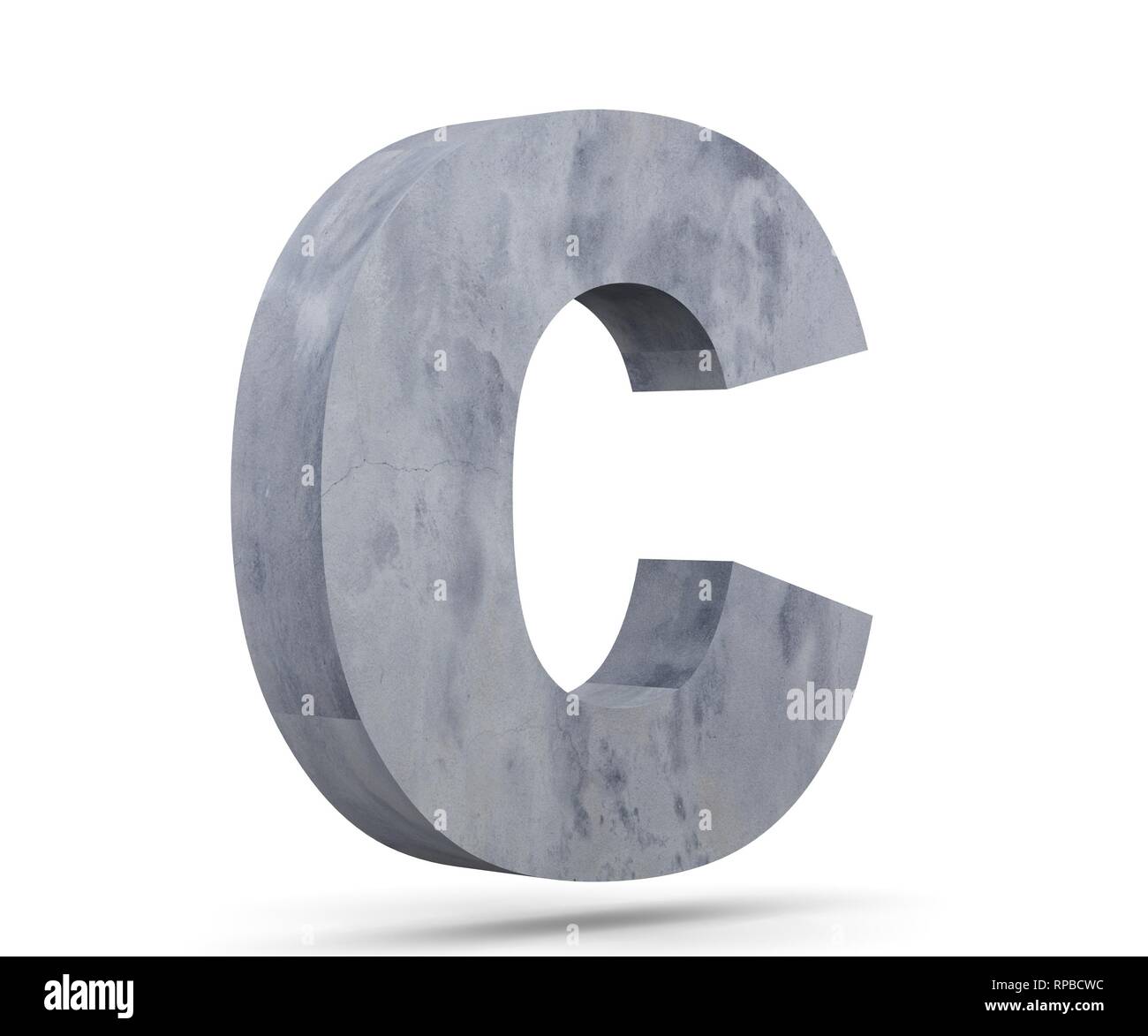 Concrete Capital Letter - C isolated on white background. 3D render ...