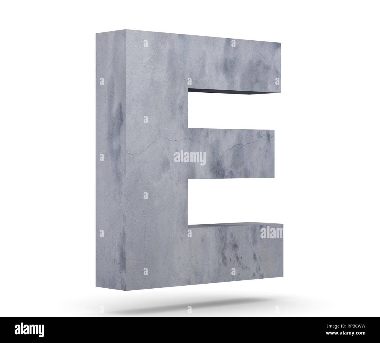 Concrete Capital Letter - E isolated on white background. 3D render Illustration Stock Photo - Alamy