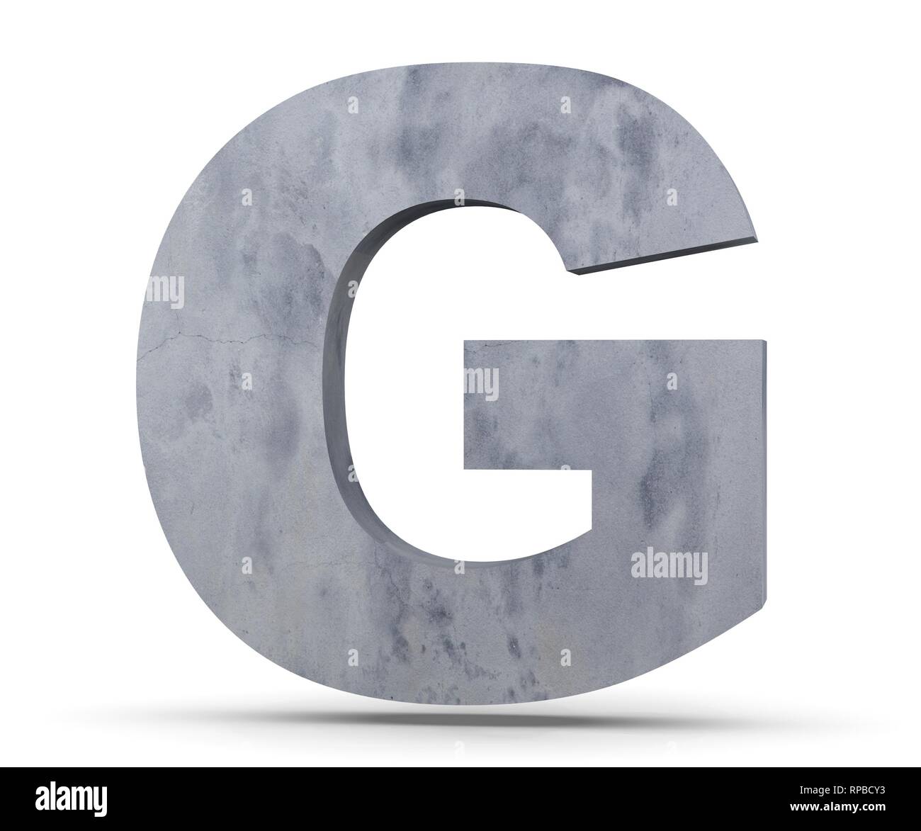 Concrete Capital Letter - G isolated on white background. 3D render ...