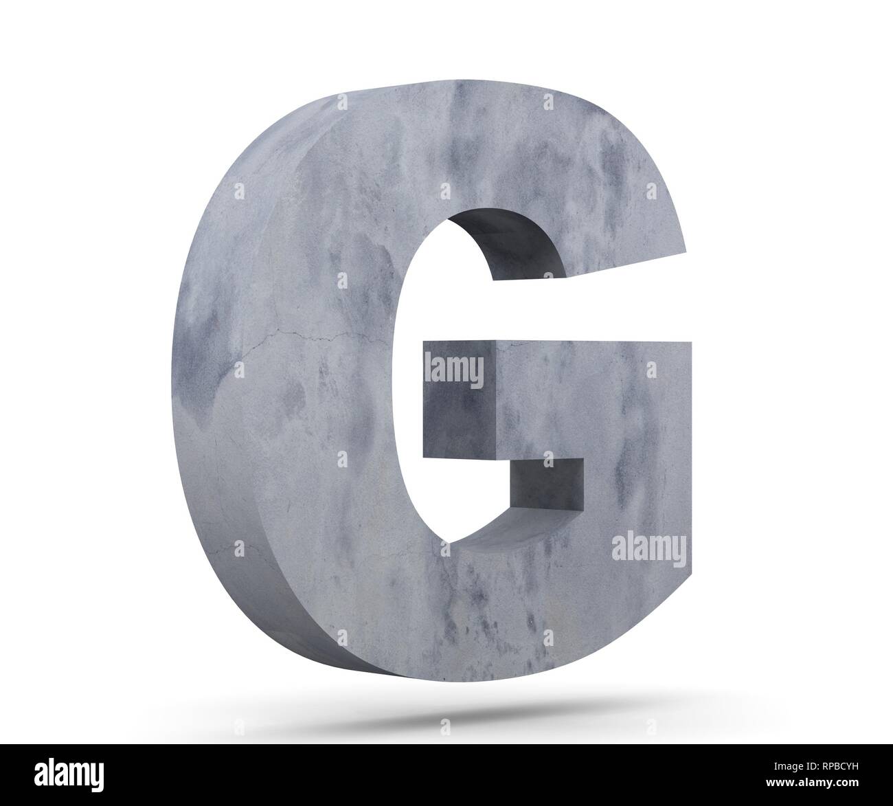 Concrete Capital Letter - G isolated on white background. 3D render ...
