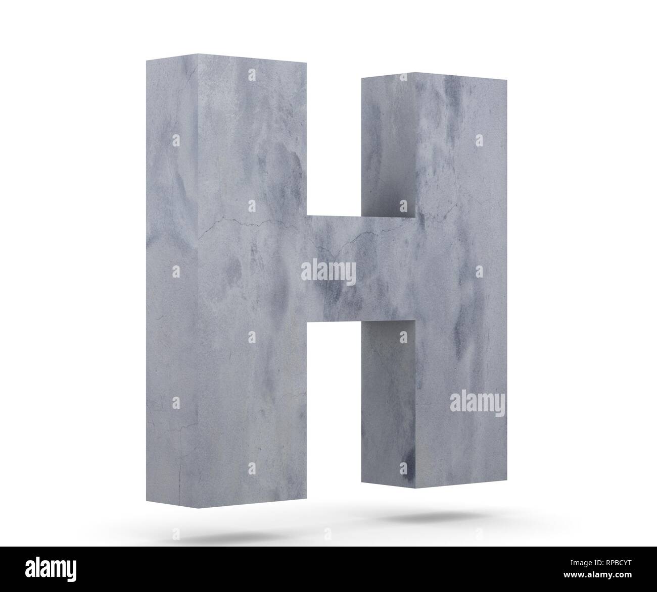 Concrete Capital Letter - H isolated on white background. 3D render Illustration Stock Photo - Alamy