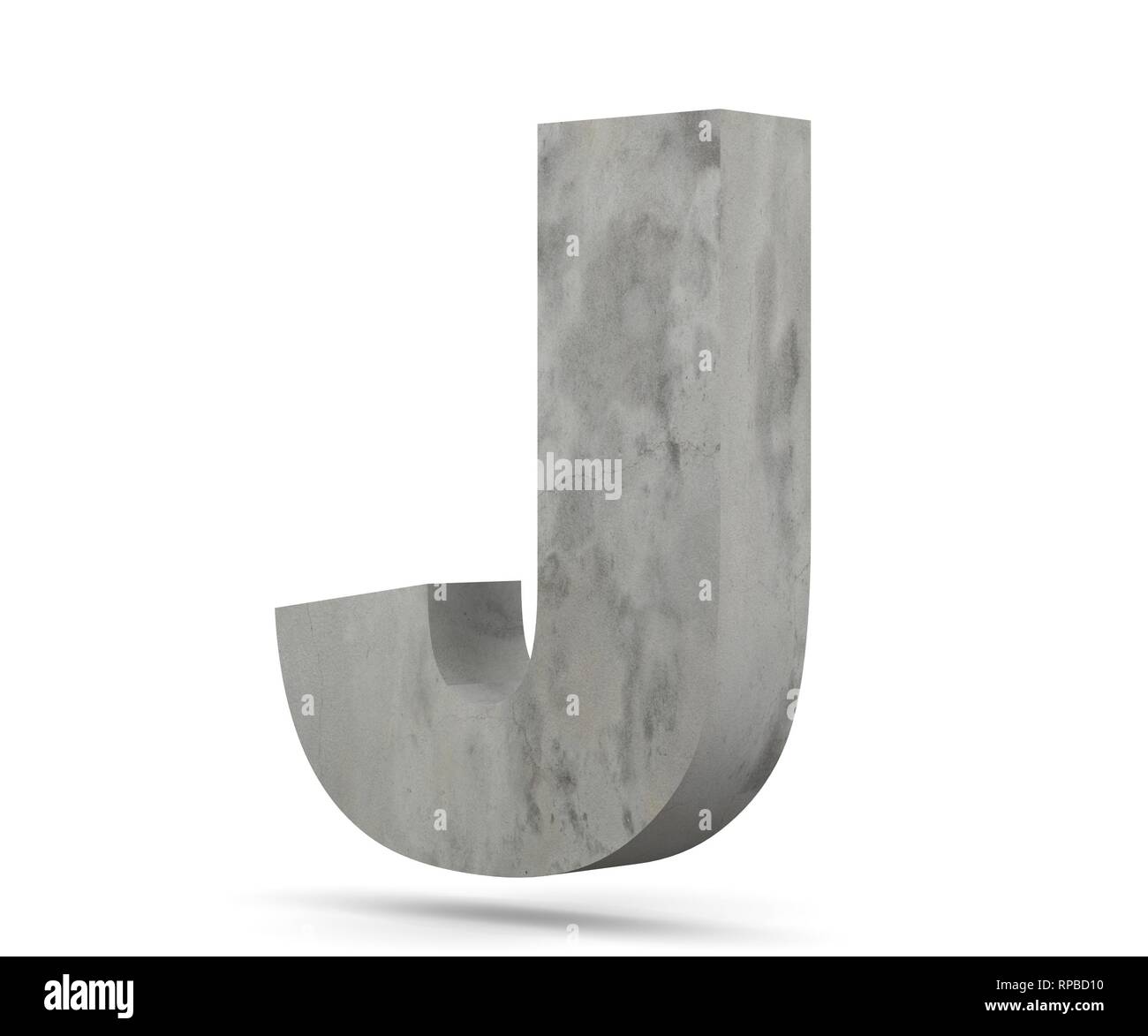 Concrete Capital Letter - J isolated on white background. 3D render ...