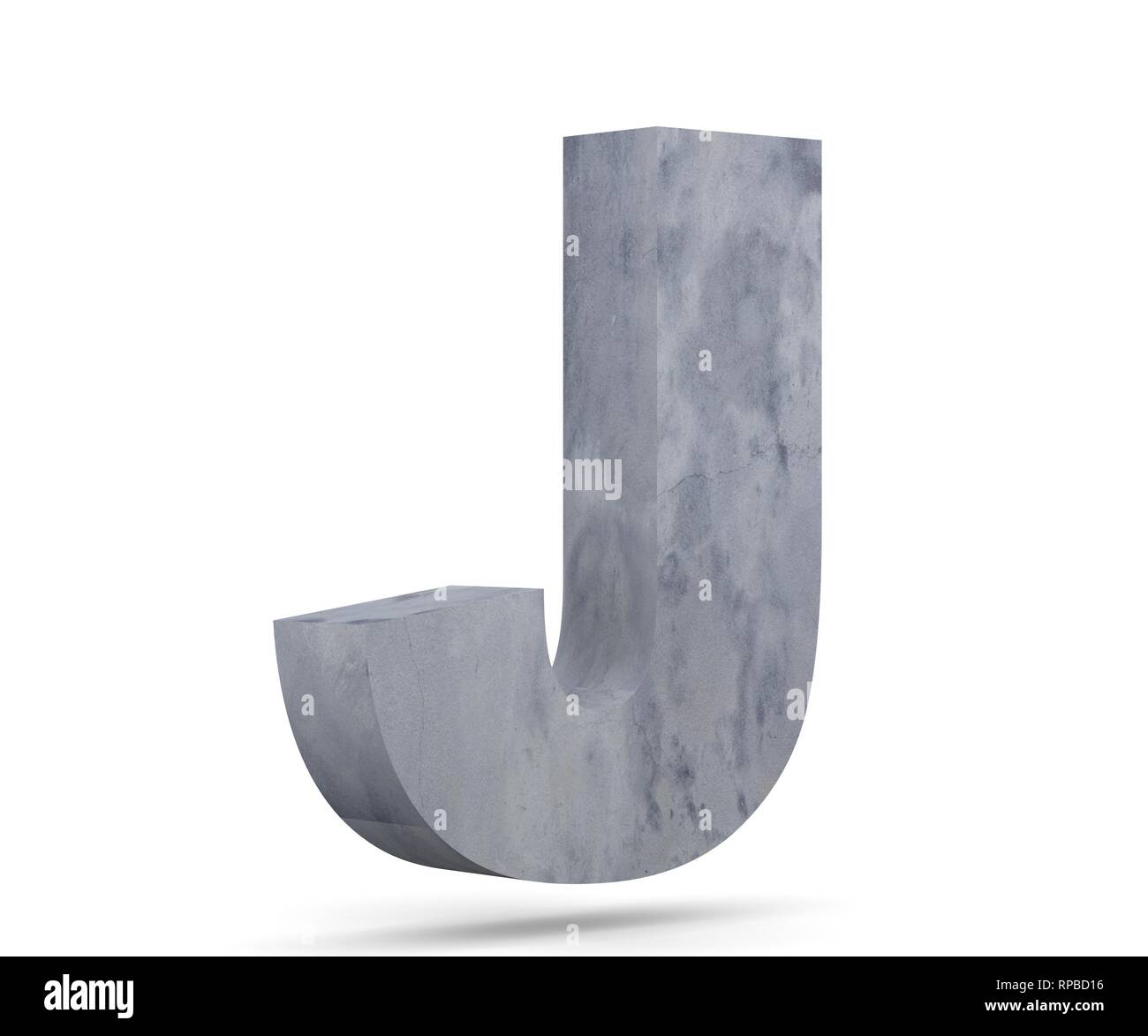 Concrete Capital Letter - J isolated on white background. 3D render ...