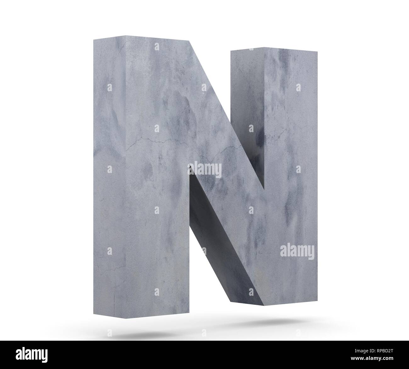 Concrete Capital Letter - N isolated on white background. 3D render ...